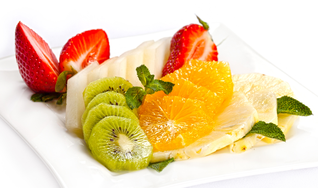 Seasonal fresh fruits . RVML Raw vegetarian meal